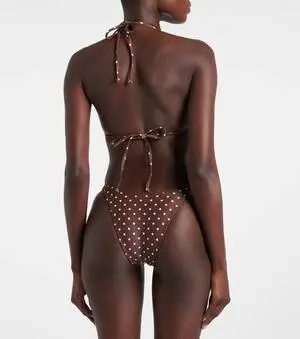 SAME Beaded Polka-dot Bikini Top