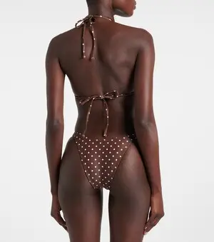 SAME Beaded Polka-dot Bikini Top - Brown