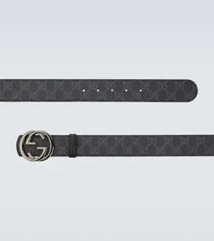 Gucci Gg Canvas Interlocking G Reversible Leather Belt