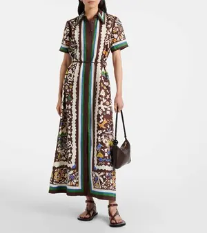 ALEMAIS Alémais Maroc Printed Linen Shirt Dress - Multicoloured