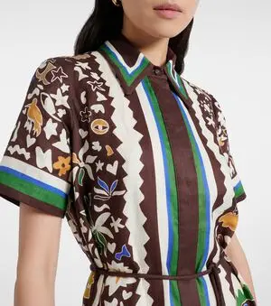 ALEMAIS Alémais Maroc Printed Linen Shirt Dress - Multicoloured