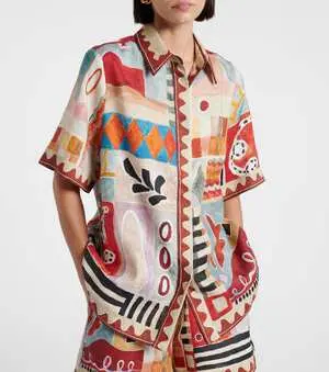 ALEMAIS X Lrnce Michelle Printed Linen Shirt - Multicoloured