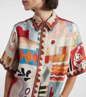 ALEMAIS X Lrnce Michelle Printed Linen Shirt - Multicoloured