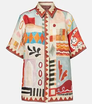 ALEMAIS Alémais X Lrnce Michelle Printed Linen Shirt - Multicoloured