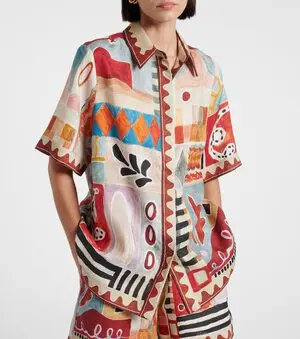 ALEMAIS Alémais X Lrnce Michelle Printed Linen Shirt - Multicoloured