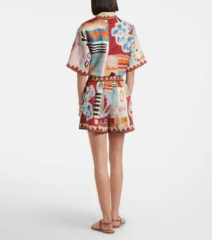 ALEMAIS Alémais X Lrnce Michelle Printed Linen Bermuda Shorts - Multicoloured