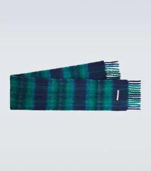 Acne Studios Fringed Plaid Mohair-blend Scarf - Blue