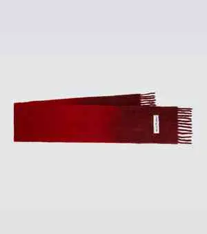 Acne Studios Logo Fringed Ombré Scarf - Red