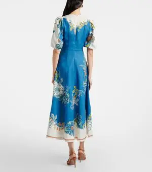 ALEMAIS Luda Floral Linen Midi Dress