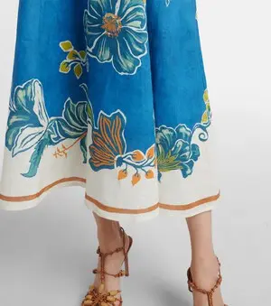 ALEMAIS Luda Floral Linen Midi Dress
