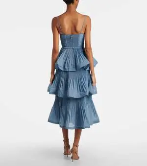 Zimmermann Ruched Tiered Bustier Dress - Blue