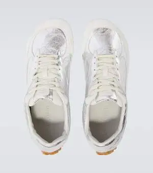 Bottega Veneta Orbit Flash Metallic Leather Sneakers - Silver