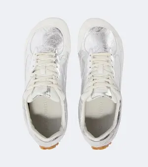 Bottega Veneta Orbit Flash Metallic Leather Sneakers - Silver