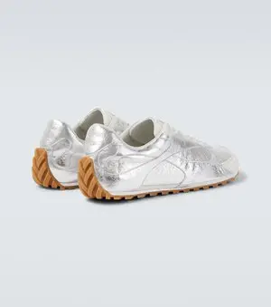Bottega Veneta Orbit Flash Metallic Leather Sneakers - Silver