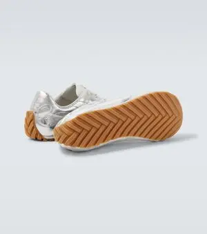 Bottega Veneta Orbit Flash Metallic Leather Sneakers - Silver