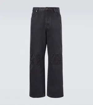 Loewe Anagram Wide-leg Jeans - Black