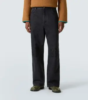 Loewe Anagram Wide-leg Jeans - Black
