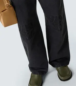 Loewe Anagram Wide-leg Jeans - Black