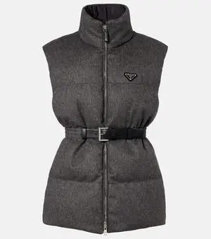 Prada Belted Virgin Wool Down Vest