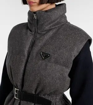 Prada Belted Virgin Wool Down Vest
