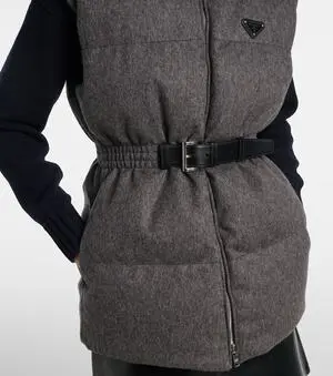Prada Belted Virgin Wool Down Vest