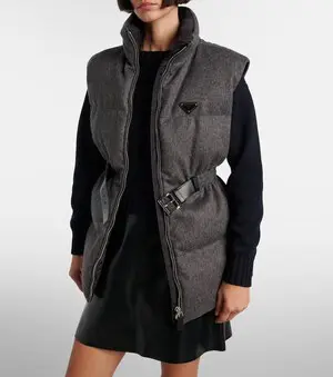 Prada Belted Virgin Wool Down Vest