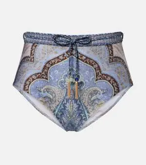 Zimmermann Wanderlust High-rise Bikini Bottoms - Blue