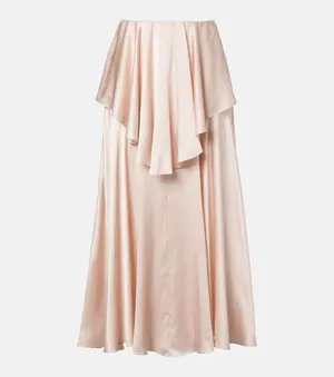 Chloé Ruffled Silk Satin Skirt - Pink