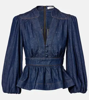 Zimmermann Awaken Denim Blouse - Blue