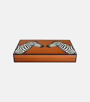 Jonathan Adler Zebra Lacquered Backgammon Set - Brown