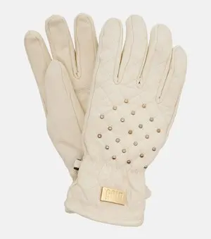 Goldbergh Glisten Studded Leather Ski Gloves - White