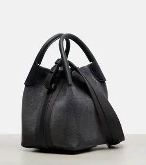 Loro Piana Bale Micro Leather Bucket Bag - Grey