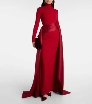 Solace London Olivia Satin-trimmed Gown - Red
