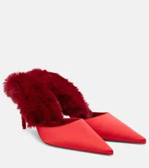 CHRISTIAN LOUBOUTIN Km Fur 85 Mules - Red