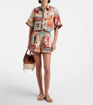 ALEMAIS X Lrnce Michelle Printed Linen Bermuda Shorts