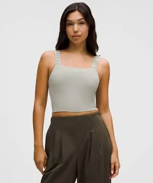 Lululemon Ruched-strap Cropped Keyhole Tank Top - Raw Linen