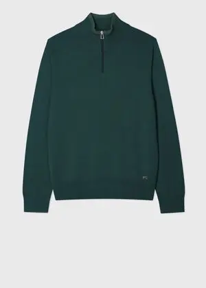 Paul Smith Merino Wool Half Zip Sweater - Green