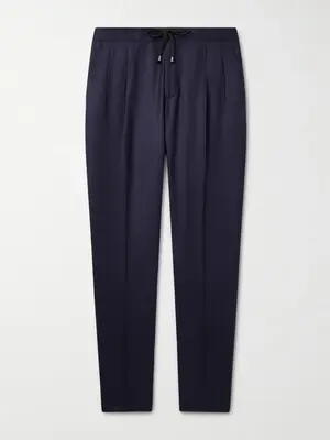 DE PETRILLO Straight-leg Wool-blend Drawstring Trousers