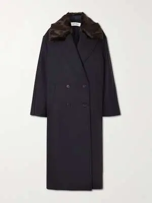 RÓHE Ezra Double-breasted Wool-blend Coat - Navy