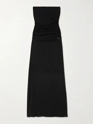 Melissa Odabash Strapless Ruched Maxi Dress - Black