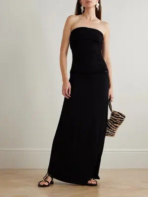 Melissa Odabash Strapless Ruched Maxi Dress - Black