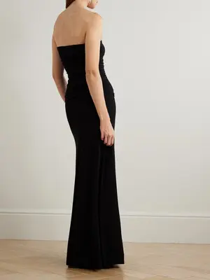 Melissa Odabash Strapless Ruched Maxi Dress - Black