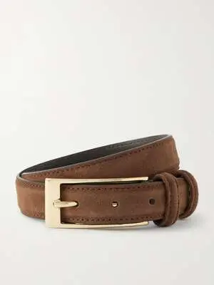 Anderson's Suede Belt With Gold-tone Buckle Tan