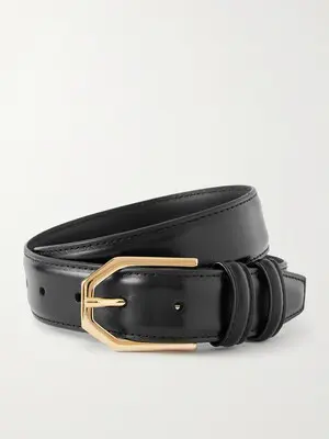 Anderson's Leather Belt With Gold-tone Buckle - Black