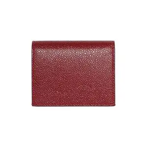 Thom Browne Double Card Holder In Pebble Grain Leather 'burgundy - Red