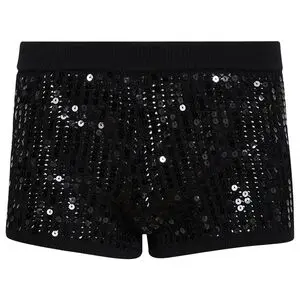David Koma Sequin Embellished Knit Shorts - Black