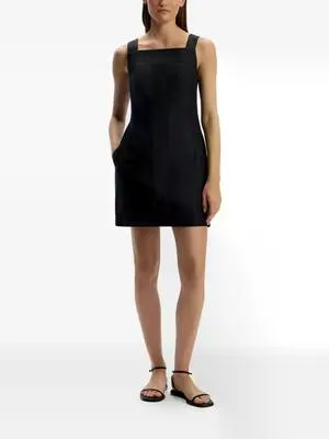 12 STOREEZ Square-neck Linen Mini Dress - Black