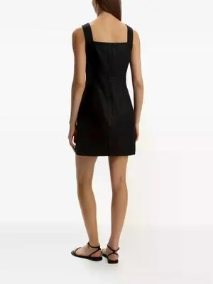 12 STOREEZ Square-neck Linen Mini Dress - Black