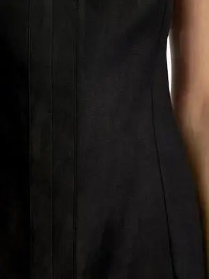 12 STOREEZ Square-neck Linen Mini Dress - Black