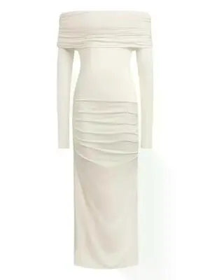12 STOREEZ Long-sleeved Ruched Dress - White
